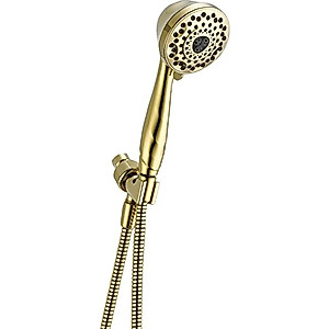 Delta Faucet 7-Spray Hand Held Shower Head with Hose, Gold Handheld Shower Head, Hand Shower, Handheld Shower, Detachable Shower Head, Polished Brass 59346-PB-PK