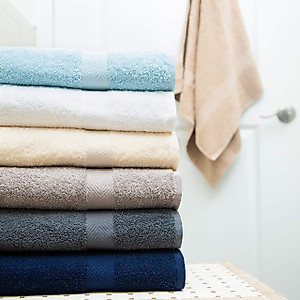 COTTON CRAFT Simplicity Bath Towels Set -7 Pack- 27x52-100% Cotton Bath Towel - Lightweight Absorbent Soft Easy Care Quick Dry Everyday Luxury Hotel Spa Gym Shower Beach Pool Camp Travel Dorm - Multi