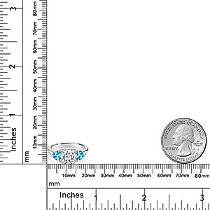 Gem Stone King 925 Sterling Silver Customized and Personalized 3 Stone Cushion and Trillion Cut Gemstone Birthstone 3 Stone Ring For Women (Size 6)