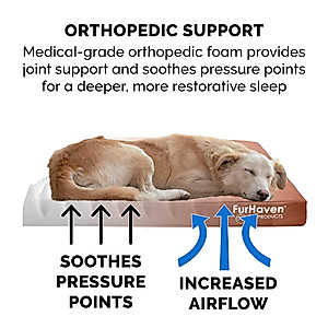 Furhaven Water-Resistant Orthopedic Dog Bed for Large Dogs w/ Removable Washable Cover, For Dogs Up to 95 lbs - Indoor/Outdoor Logo Print Oxford Polycanvas Mattress - Chestnut, Jumbo/XL