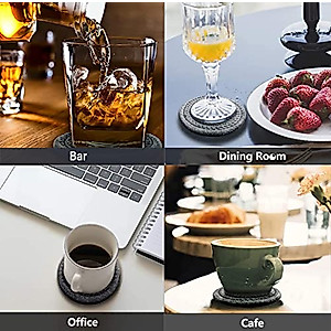 Coasters for Drinks,6Pcs Handmade Braided Woven Drink Coasters for Coffee Table,Super Absorbent Heat-Resistant Coasters for Table Protection,Great Housewarming Gift (4.3 Inch, 8mm Thick)