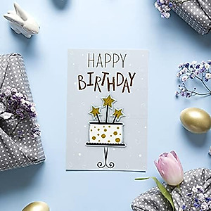 Bangtang happy birthday cards 6 design combinations 12 pieces of of happy birthday cards, happy birthday cake gold foil bulk birthday card combination (with self-adhesive envelope).