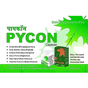 NACHT Pycon Piles Care Capsule 60 - Fast Relief Piles Management Ayurvedic Medicine,Maneges Bleeding Piles, for External & Internal Piles,Manage itching & Irritation…