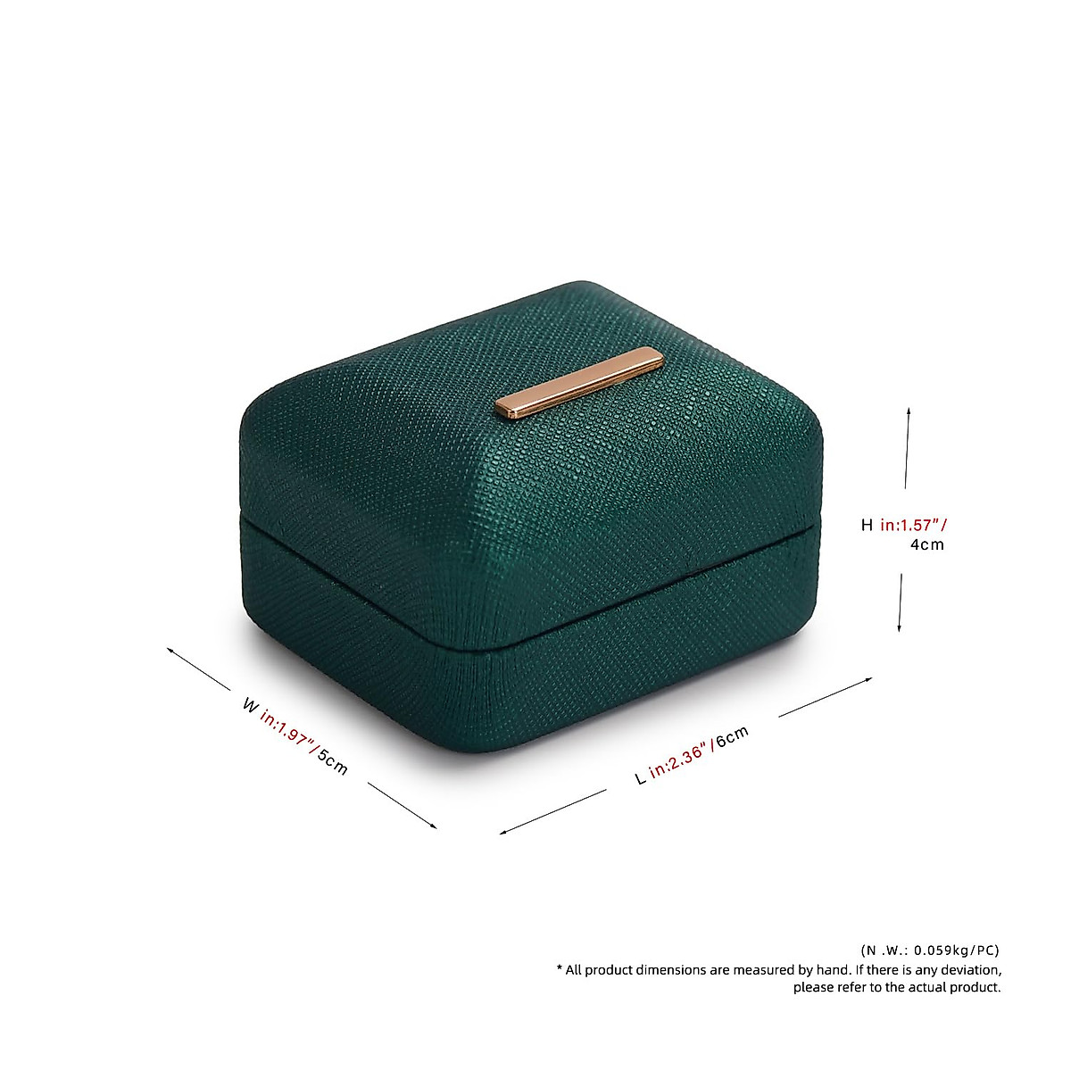 Woodten Green Round Corner PU Leather Proposal Ring Box Jewelry Ring Gift Box