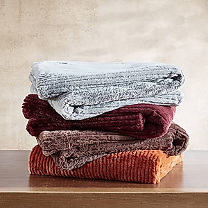 Eddie Bauer- Throw Blanket, Ultra Soft Plush Home Décor, All Season Bedding (Textured Solid Orange, 50 x 60)