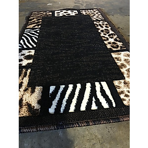 Masada Rugs Animal Skin Leopard Border Door Mat Rug Black Design 73 Skinz (2 Feet X 3 Feet 4 Inch