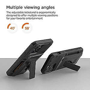 VRS DESIGN Damda Glide Hybrid Phone Case for iPhone 13 Pro Max, Card Slot Holder with Kickstand, Functional Sturdy Case Compatible for iPhone 13 Pro Max Case (2021) Black