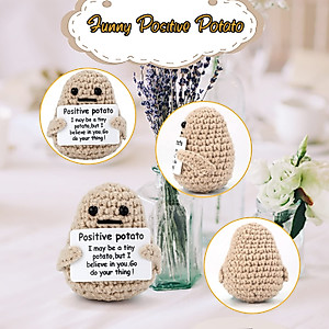 Mini Funny Knitted Wool Potato Toy with Positive Card - Creative Cute Crochet Doll Cheer Up Gift for Friends, Parties, Christmas Decoration and Encouragement