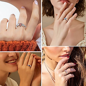 PROSILVER Cute Vampire Ring August Birthstone Silver Adjustable Wing Heart Ring for Women