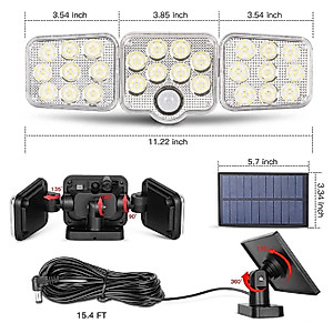 Solar Motion Lights Outdoor 2 Packs, Solar Flood Light with Remote, Solar Security Lights, Security Pendant Light Kits for Indoor Home Shed Gazebo Porch, with Adjustable Solar Panel and 15.4Ft Cord