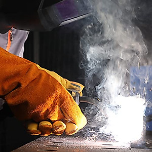 Welding Gloves, Welder Gloves 14 Inch Leather Heat Resistant Forge Welders Gloves for Mig/Tig/Arc Welder