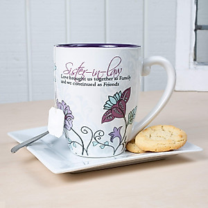 Pavilion Gift Company Mark My Words Sister In Law Floral Butterfly Coffee Tea Mug, Large, Purple,591 milliliters