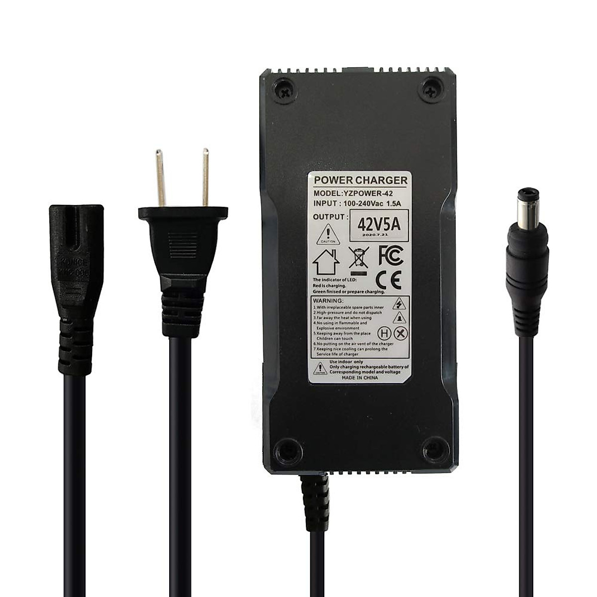 Abakoo 42V 5A Battery Charger for 36V Lithium Li-ion Battery Pack with DC 5.5 x 2.5mm/5.5 x 2.1mm Plug