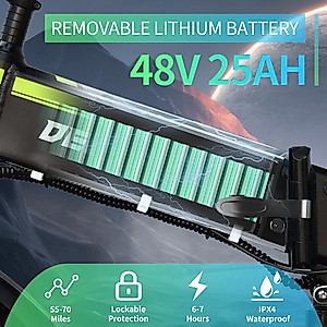 DEEPOWER H26pro Electric Bike, 26" x 4.0 Fat Tire Folding Electric Bicycle with 2000W Motor, 48V 25Ah Removable Battery, Max Speed 32MPH, 7-Speed, Dual Shock Absorbers, Ebike for Adults