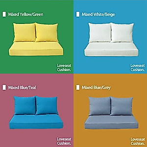 BOSSIMA Sunbrella Patio Furniture Cushions Comfort Deep Seat Glider Loveseat Cushion Indoor Outdoor Seating Cushions, Mixed Yellow/Green
