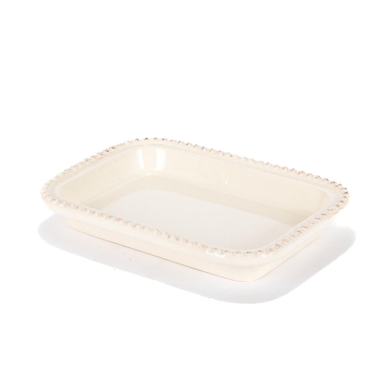 Cream Ceramic Butter Dish with Metal Work in Acanthus Leaf Design