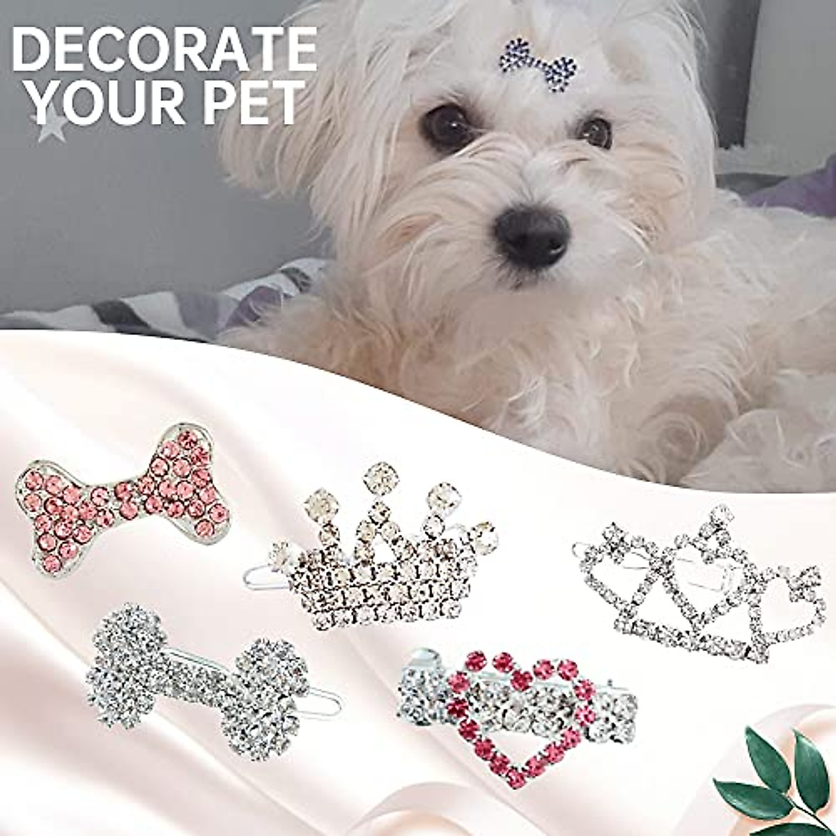Dog Hair Bows Accessories Puppy Barrettes for Small Dogs Hair Girl Crystal Rhinestone Dog Hair Clips for Chihuahua Yorkie Shih Tzu Dog Tiara Dog Bows Grooming Pet Grooming Products 5 Pack (set of 5)
