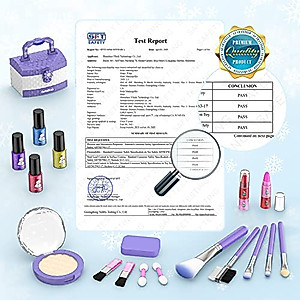 PERRYHOME Kids Makeup Kit for Girl 35 Pcs Washable Real Cosmetic, Safe & Non-Toxic Little Girl Makeup Set, Frozen Makeup Set for 3-12 Year Old Kids Toddler Girl Toys Christmas & Birthday Gift (Purple)