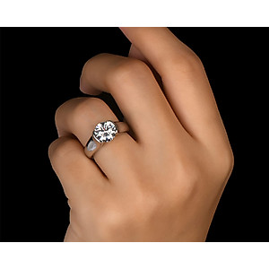 AINUOSHI Moissanite Diamond Rings for Women- Engagement Promise Eternity Weeding Solitaire Round Shaped Ring Band for Her Sterling Silver