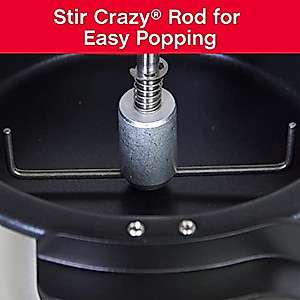 West Bend Stir Crazy Movie Theater Popcorn Popper, Gourmet Popcorn Maker Machine with Nonstick Popcorn Kettle, Measuring Tool and Popcorn Scoop for Popcorn Machine, 4 Qt., Blue