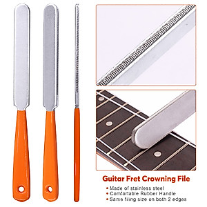 Tanstic 12Pcs Premium Guitar Luthier Tool Set Includes Fret Leveling Beam, 5Pcs Grinding File, Guitar Fret Crowning Luthier File, Fingerboard Guards and Cleaning Cloth for Guitar Bass Setup