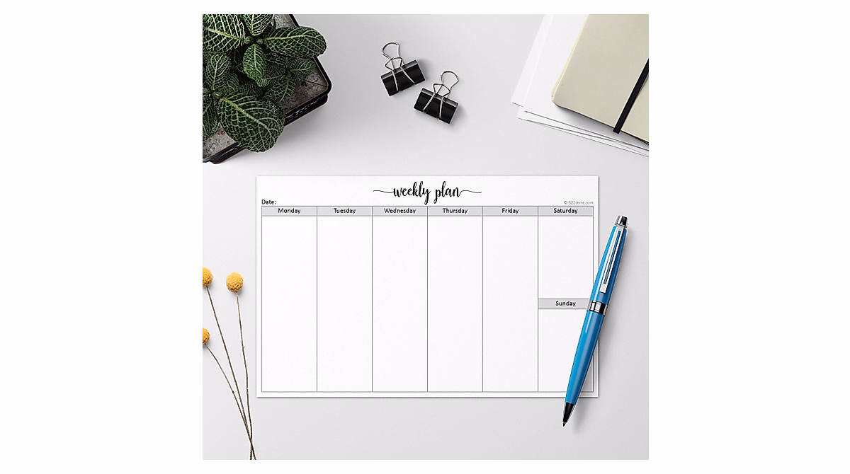 321Done Weekly Planning Notepad Landscape - 50 Sheets (8.5" x 5.5 ...