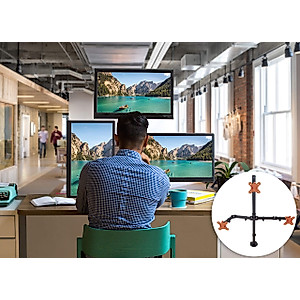 Stand Steady Triple Monitor Desk Stand with Clamp-On Base, for Home or Office Use, Height Adjustable Computer Monitor Stand with Full Articulation VESA Mounts, Fits Most LCD/LED Monitors 13-32 Inches