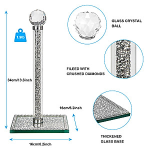 Qiuhome Crystal Paper Towel Holder Countertop Bling Silver Paper Towel Holder Stand