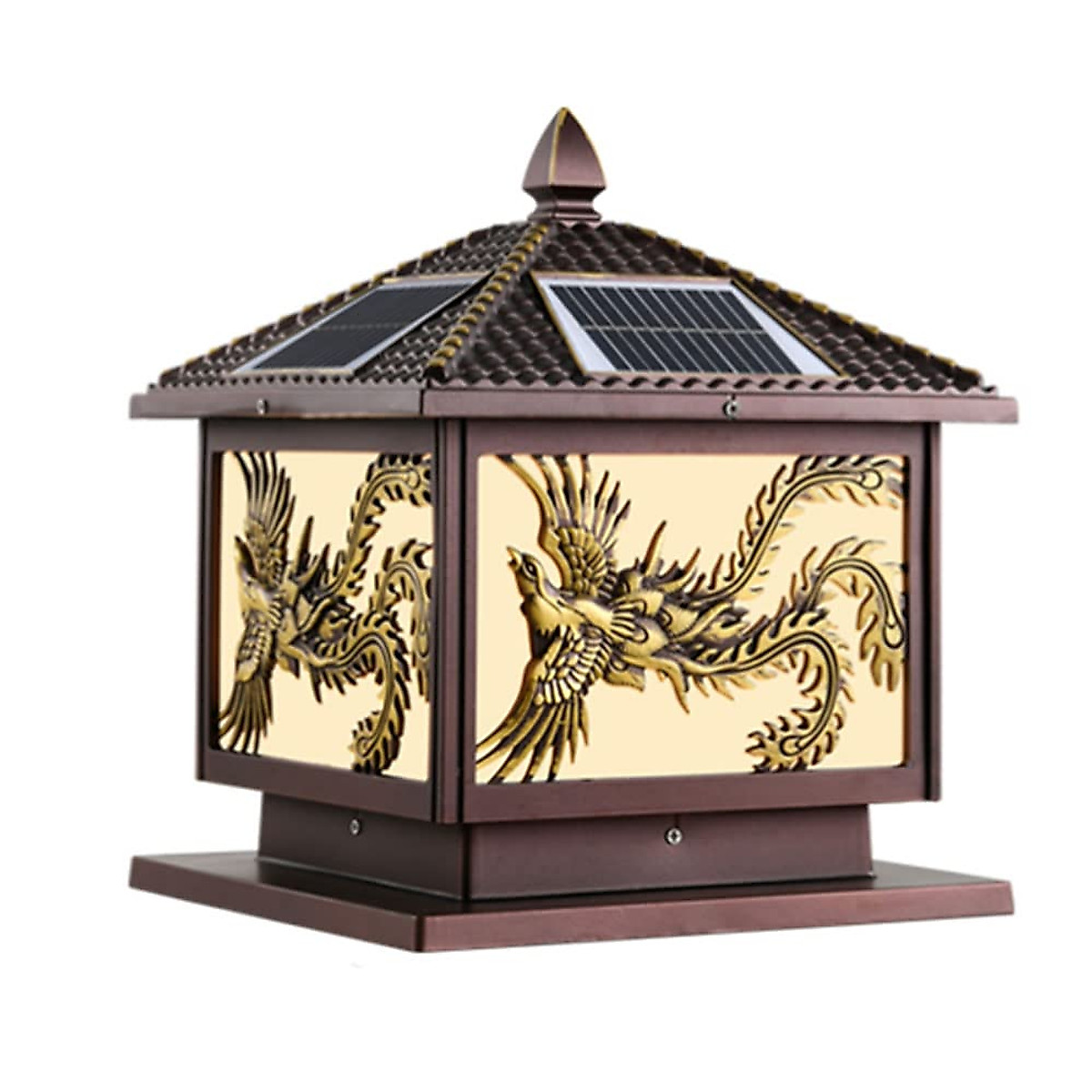 SHUANGZ Solar Red Pillar Lamp LED Solar Post Light Outdoo Waterproof IP54 with Dock Deck Lighting Courtyard Fence Column Lamp Square Fence Outdoor Post Light Garden Villa Home Garden Lamp