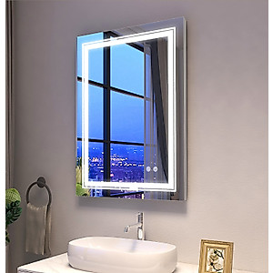 FRALIMK LED Bathroom Vanity Mirror 20x28 Inch Lighted Bathroom Wall Mirror, Dimmable Lights (3 Modes), Anti-Fog, Horizontal, Vertical