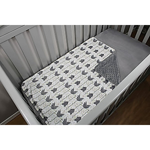 Dear Baby Gear Deluxe Baby Blankets, Custom Minky Print, Grey Arrows on Confetti, Grey Minky Dot