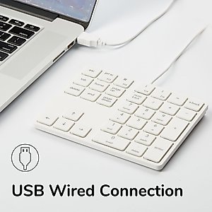 Levieny Wired Number Keypad - 34 Key USB Numeric Keypad, Magicforce Accounting 10 Key for Laptop, Surface Pro, Notebook (White)