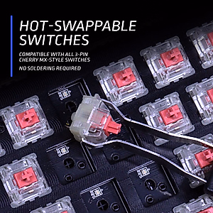 Mountain Everest Core Mechanical Gaming Keyboard - USB Hub - Cherry MX Hot-Swappable Switches - RGB Backlit (Gunmetal Gray, Red - Linear & Quiet)