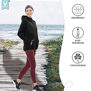 ALPHA CAMP Women's Fleece Jacket Long-Sleeve Hooded Full-Zip Fleece Jackets with Pockets Soft Polar Lightweight Fleece Coat