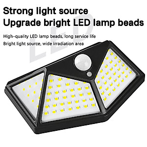 TEDATATA Solar Wall Lights 120 LED, 270°Wide Angle, IP65 Waterproof, Wireless Motion Sensor Wall Lights, for Front Door, Backyard, Steps, Garage, Garden, 4 Packs