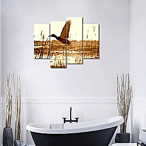 Brown Duck Fly Upon River Wall Art Painting Pictures Print On Canvas Animal The Picture for Home Modern Decoration