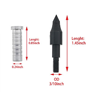 CHENJIN Field Point 10PCS Aluminum Inserts Bullet Field Points for Archery Arrow and Crossbow Bolts 5/16 Archery Practice Tips