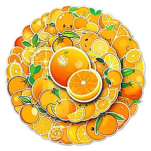 QUTA Orange Stickers Pack, 50PCs, Aesthetic Vinyl Kids Fruit Sticker Decals, Stickers for Hydro Flask, Laptop, Water Bottle, Stickers for Kids, Toddlers, Teens, Girls, Adults, Bumper Car Planner Stickers. Orange