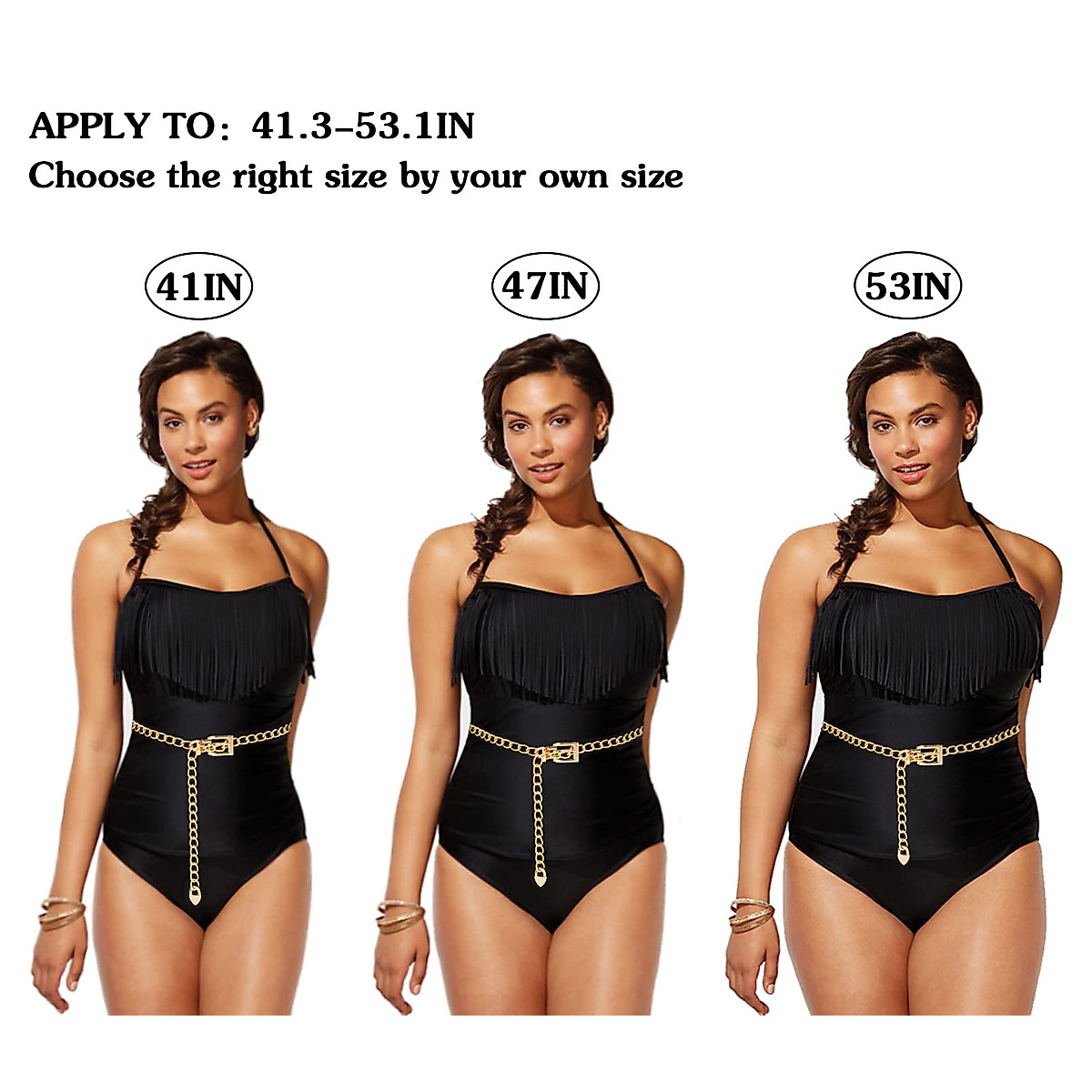 DTWAWA Chain Belt for Women Alloy Chunky Wasit Chain Adjustable Punk Link Belly Body Chain for Jeans Dresses,Gold(53.1in)