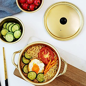 Noodle Pot, Korean Ramen Noodle Pot Korean Yellow Aluminum Stockpot Instant Noodles Pot Aluminium Pot (#1)