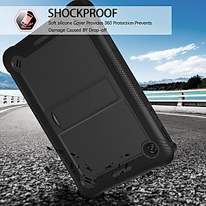 DUEDUE for TCL Tab 10 5G 10.1" Tablet Case, 3 in 1 Hybrid Shockproof Silicone Gel Protective Tablet Cover with Kickstand for TCL Tab 10 5G 9183W(2022 Release), Black