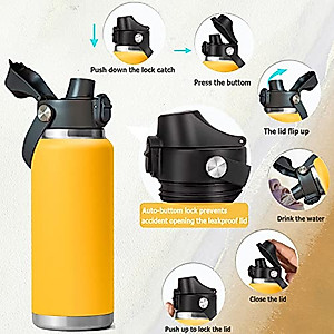 XACIOA Spout Lid for Yeti Rambler Water Bottle 18 26 36 46 64 oz,Chug Cap Fit Simple Modern Wide Mouth Sport Bottle, Replacement Flip Top Lid Accessories with Push Buttom & Lock