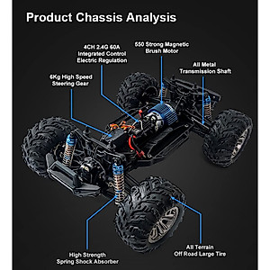 QIYHBVR RC Cars Remote Control Car for Boys 2.4 GHZ 40KM/H High Speed Racing Car, 1:12 RC Trucks 4x4 Offroad with Lights, Electric Rock Crawler Toy Car Gift for Kids Adults Girls