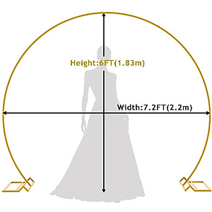 Fomcet 7.2FT Round Backdrop Stand Gold Metal Circle Balloon Wedding Arch Decoration Frame for Anniversary Ceremony Baby Shower Birthday Party Reception Photo Background Candy Tables Backdrop