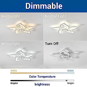 Low-Profile Flush Mount Ceiling Fan with Lights, Modern Dimmable Ceiling Fan Light APP & Remote Control, Reversible Motor, 7 Blades Fan Lights for Kitchen Bedroom Living Room