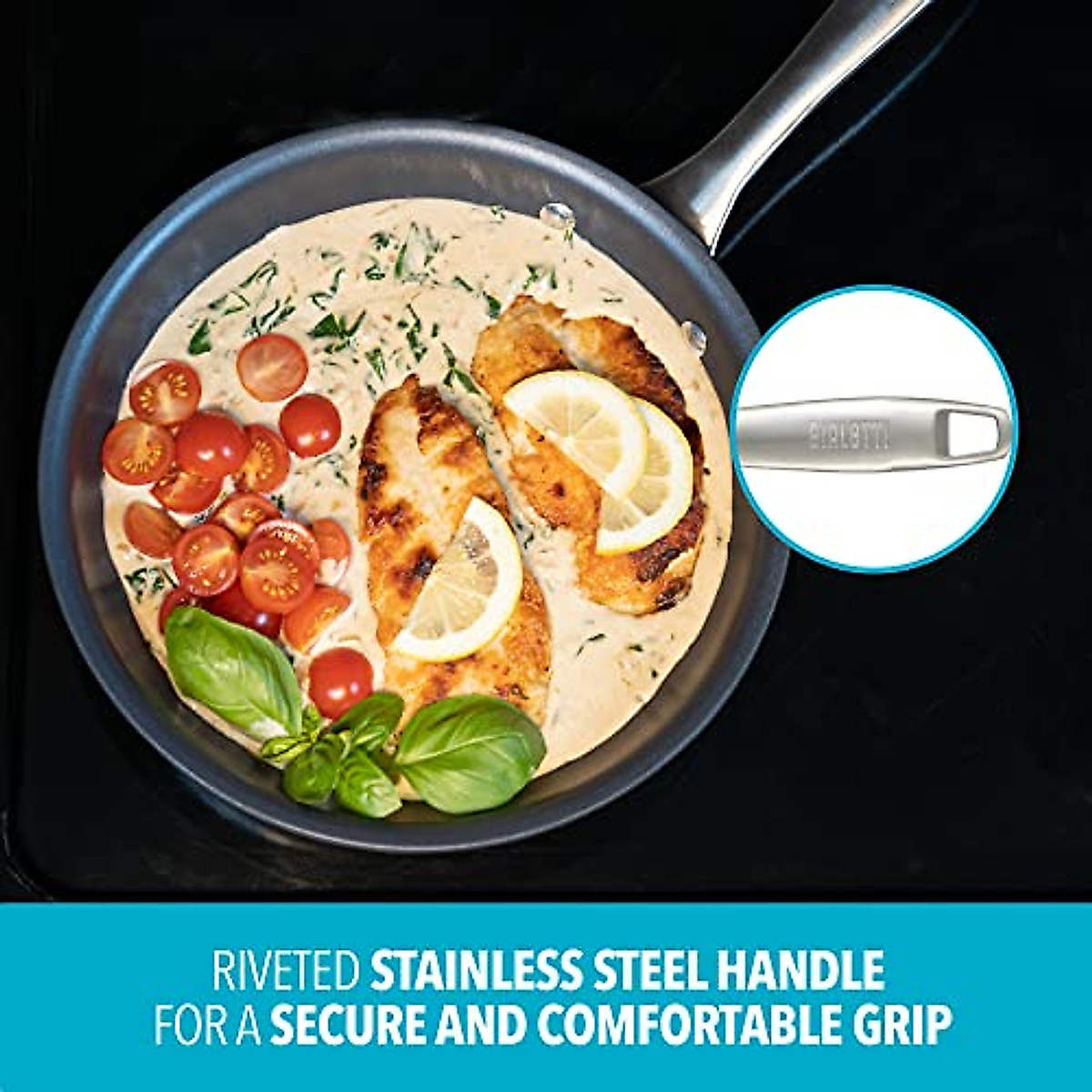 Bialetti Fry Pan, 10-Piece Sapphire Cookware Set, Gray