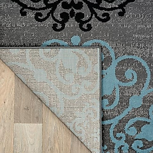 Rugshop Contemporary Modern Floral Perfect for high Traffic Areas of Your Living Room,Bedroom,Home Office,Kitchen Area Rug 6'6" x 9' Gray
