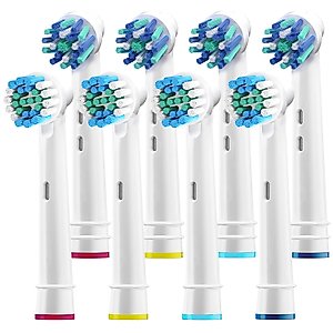 Pearl Enterprises Generic Electric Toothbrush Replacement Brush Heads. 8 Pack Variety Heads - 4 Cross, 4 Classic Clean. Easy Cleaning for Kids & Adults. Compatible with Oral B Electric Toothbrushes