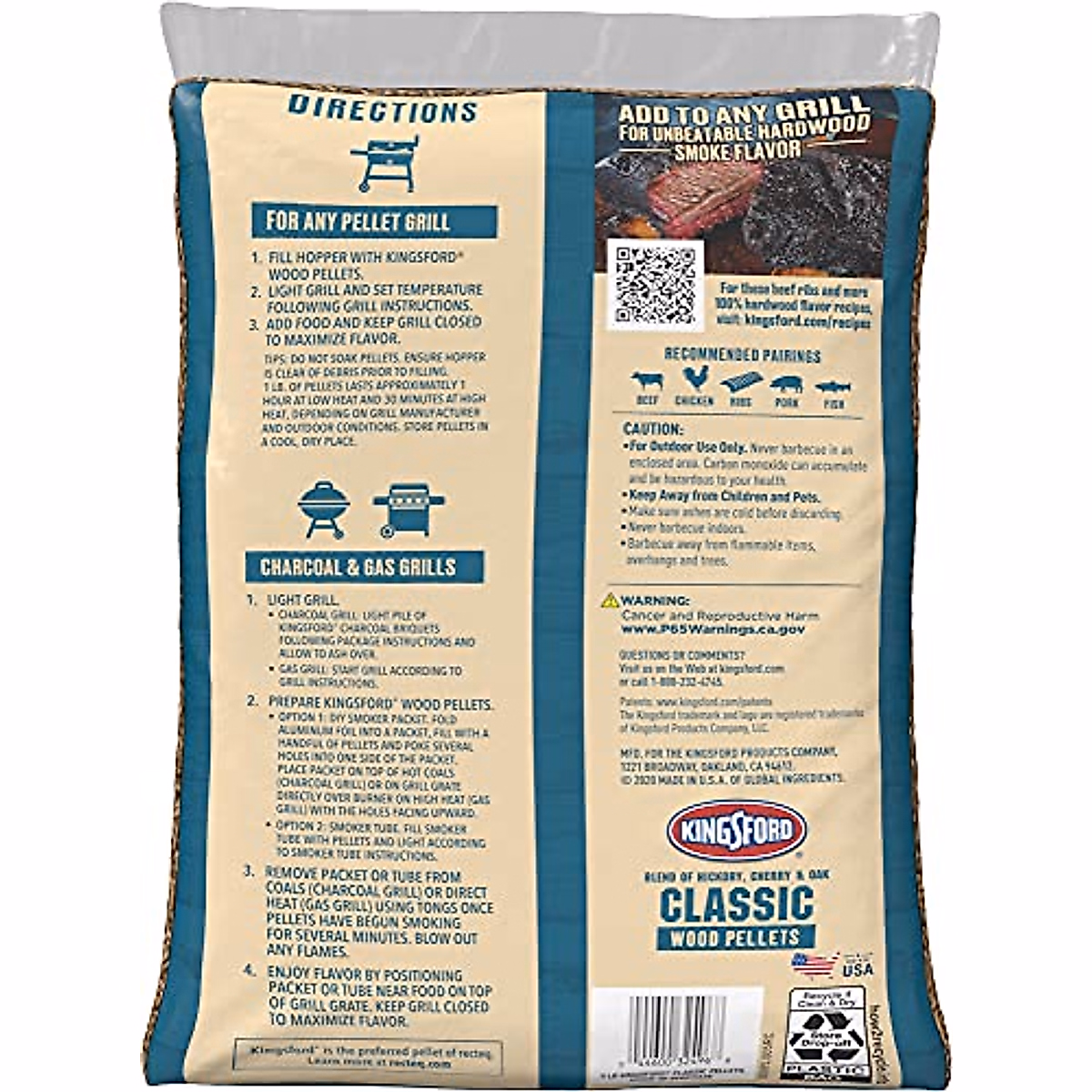 Kingsford Classic Wood Pellets, 100% Natural Hickory, Oak and Cherrywood Hardwood Pellets for Grilling 5 Pounds (Package May Vary)