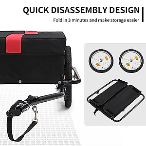 Ktaxon Bike Trailer Foldable Bicycle Trailer with Detached Cover, Quick Release Wheel, Anti-Rust Steel Frame and Universal Trailer Hitch, Bike Cargo Trailer for Moving Houses, Camping and Shopping